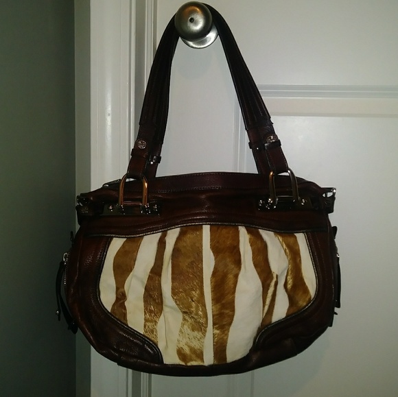 b. makowsky | Bags | B Makowsky Canterbury Brandyzebra Print Satchel ...